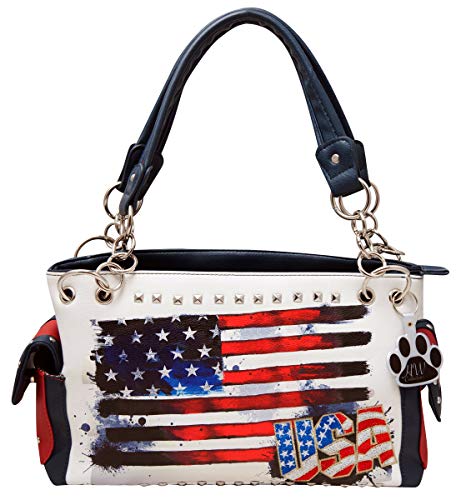 HW Collection USA American Flag Stars Stripe Concealed Carry Country Patriotic Handbag Wallet Set (USA Flag Set)