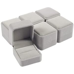 6 pack jewelry box set – jewelry boxes – velvet jewelry box ring gift box set, single ring box cases – for proposal, engagement, wedding, presentation – grey, 2.5 x 1.7 x 2.2 inches