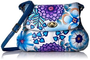 anna by anuschka medium flap-over crossbody, summer bloom blue