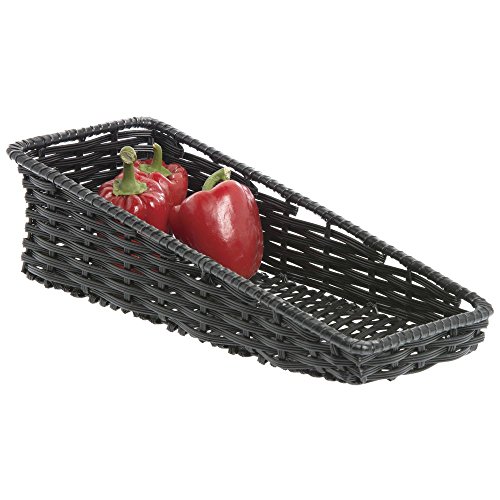 HUBERT® Black Storage Basket with Tapered Front - 7 1/2"L x 18"D x 1 1/2" to 5"D