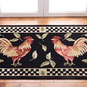 SAFAVIEH Vintage Poster Collection 1'8" x 2'6" Black/Ivory VP320A Handmade Rooster Novelty Premium Wool Accent Rug