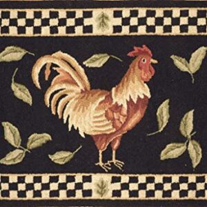 SAFAVIEH Vintage Poster Collection 1'8" x 2'6" Black/Ivory VP320A Handmade Rooster Novelty Premium Wool Accent Rug