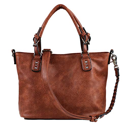 Lady Conceal Concealed Carry Purse - YKK Locking Ella Braided Concealed Weapon Tote (Mahogany)