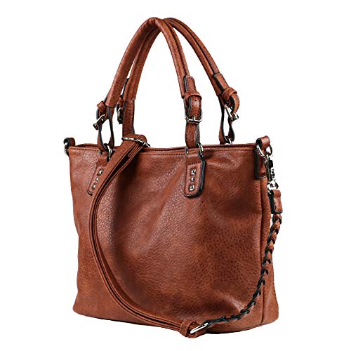 Lady Conceal Concealed Carry Purse - YKK Locking Ella Braided Concealed Weapon Tote (Mahogany)