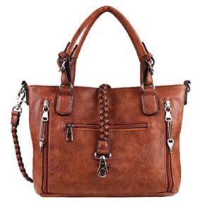 Lady Conceal Concealed Carry Purse - YKK Locking Ella Braided Concealed Weapon Tote (Mahogany)