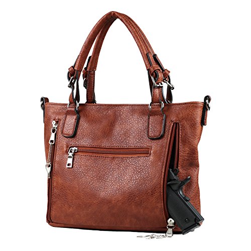 Lady Conceal Concealed Carry Purse - YKK Locking Ella Braided Concealed Weapon Tote (Mahogany)