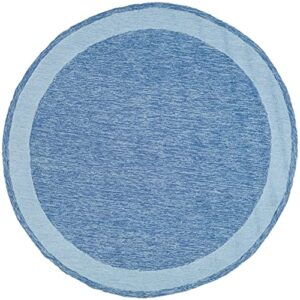 SAFAVIEH Easy Care Collection 8' Round Blue EZC427E Hand-Hooked Border Area Rug