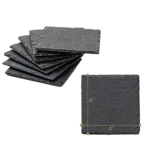 Trademark Innovations Slate Drink Coasters - Set of 8 - 4" x 4"