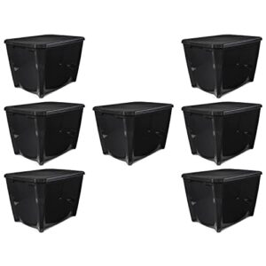 life story black 20 gal stackable organization storage box container (7 pack)