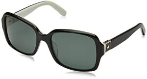 kate spade new york women’s annora rectangular sunglasses, black white/gray polarized, 54 mm