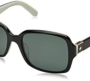 Kate Spade New York Women's Annora Rectangular Sunglasses, Black White/Gray Polarized, 54 mm