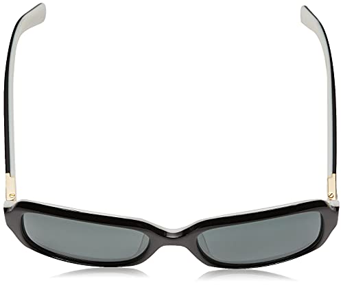 Kate Spade New York Women's Annora Rectangular Sunglasses, Black White/Gray Polarized, 54 mm