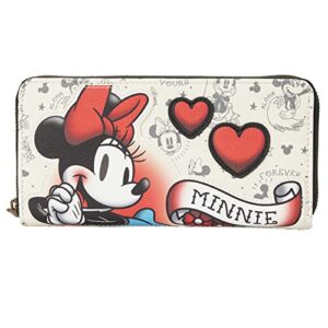 Loungefly Disney Minnie Mouse Tattoo Wallet, Tan, One Size