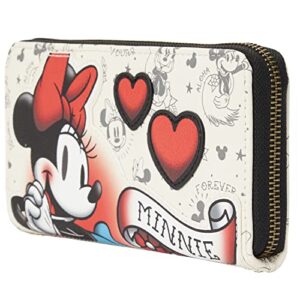 Loungefly Disney Minnie Mouse Tattoo Wallet, Tan, One Size