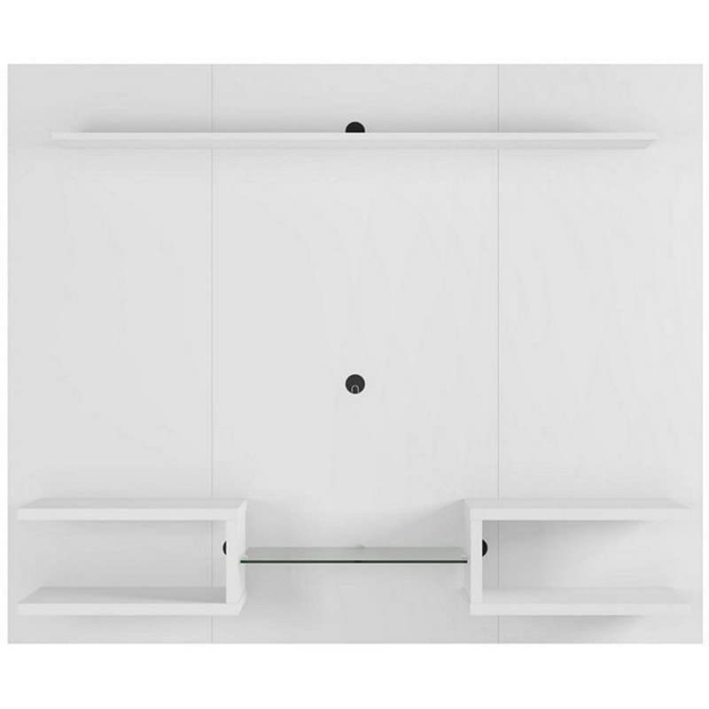 Manhattan Comfort Plaza Modern Floating Wall Entertainment Center with Display Shelves, 65.25", White