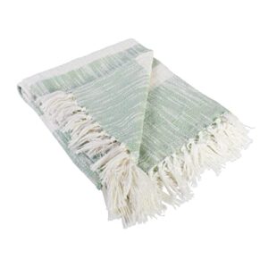 dii mid-century modern slub stripe woven throw, mint, 50×60