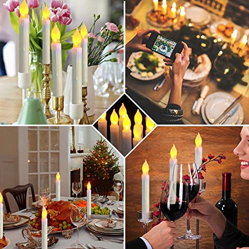 Raycare 12 PCS LED Flameless Taper Candle Lights, Flickering Flame Floating Candles, Battery Operated Tapered Candles for Party, Church, Christmas Decorations