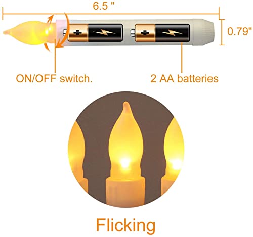 Raycare 12 PCS LED Flameless Taper Candle Lights, Flickering Flame Floating Candles, Battery Operated Tapered Candles for Party, Church, Christmas Decorations