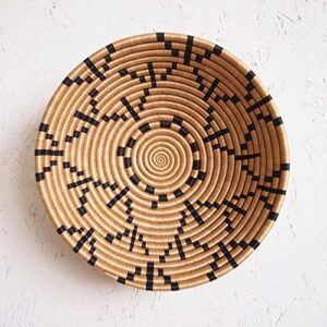 african basket- mugusa/rwanda basket/woven bowl/sisal & sweetgrass basket/tan, black