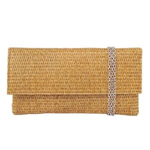 jnb raffia straw clutch, natural medium