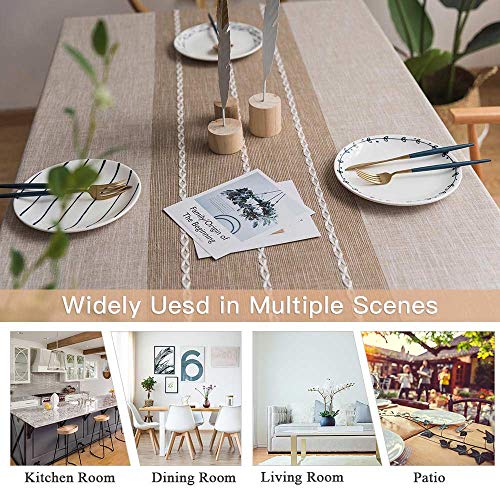 Deep Dream Tablecloths, Stitching Tassel Table Cloth, Linens Wrinkle Free Anti-Fading,Table Cover Decoration for Kitchen Dinning Christmas (Rectangle/Oblong, 55''x86'',6-8 Seats, Light Coffee)