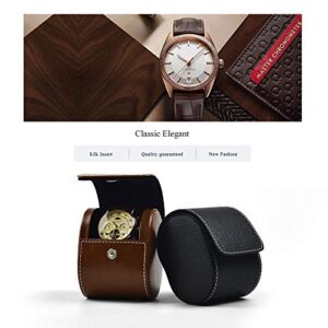 Oirlv Luxury Leather Watch Storage Box Travel Single Watch Case Watch Gift Box for Christmas Anniversary Birthday(Brown)