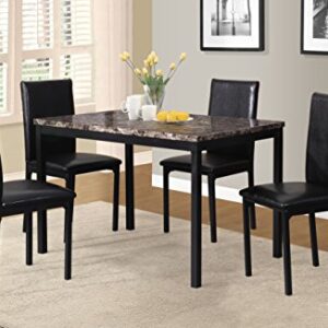 Roundhill Furniture 5 Piece Citico Metal Dinette Set with Laminated Faux Marble Top - Black