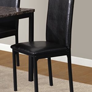 Roundhill Furniture 5 Piece Citico Metal Dinette Set with Laminated Faux Marble Top - Black