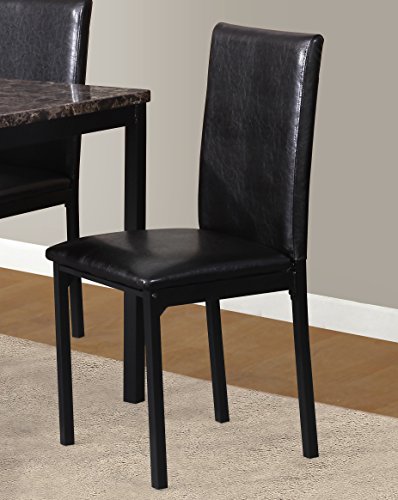 Roundhill Furniture 5 Piece Citico Metal Dinette Set with Laminated Faux Marble Top - Black