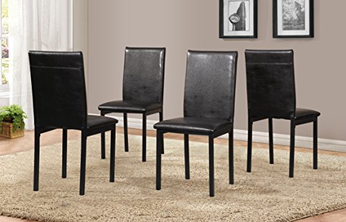 Roundhill Furniture 5 Piece Citico Metal Dinette Set with Laminated Faux Marble Top - Black