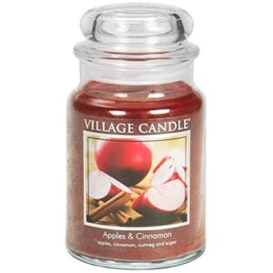 village candle apples & cinnamon large apothecary jar, scented candle, 21.25 oz.