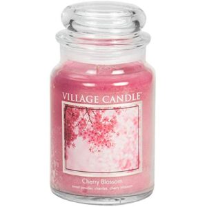 village candle cherry blossom 26 oz glass jar scented candle, large