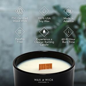 Wax and Wick 12oz. Pure Soy Wax Scented Candle with Double Wood Wick - Black, Mulled Cider Scent - Notes of Apple, Nutmeg, Vanilla, & Caramel