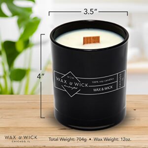 Wax and Wick 12oz. Pure Soy Wax Scented Candle with Double Wood Wick - Black, Mulled Cider Scent - Notes of Apple, Nutmeg, Vanilla, & Caramel