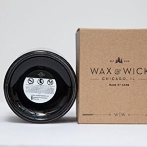 Wax and Wick 12oz. Pure Soy Wax Scented Candle with Double Wood Wick - Black, Mulled Cider Scent - Notes of Apple, Nutmeg, Vanilla, & Caramel