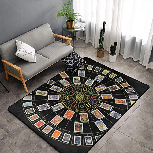 NiYoung Bedroom Living Room Kitchen Queen Size Kitchen Rugs Home Decor - Astrology Tarot Original Art Black Floor Mat Doormats Quick Dry Throw Bath Rugs Exercise Mat Throw Rugs Runner