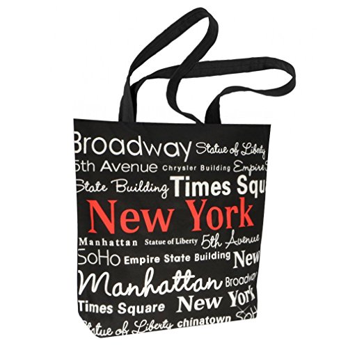 New York City Tote Bag Black Canvas 100% Cotton Red NYC Fashion Tote