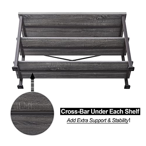 Hombazaar 3 Tier Console Sofa Table, Industrial Rustic Entryway Table with Storage Shelf for Living Room, Hallway, Grey Oak Finish, 47-Inch Long