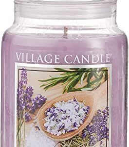 Village Candle Lavender Sea Salt Large Glass Apothecary Jar Scented Candle, 21.25 oz, Purple