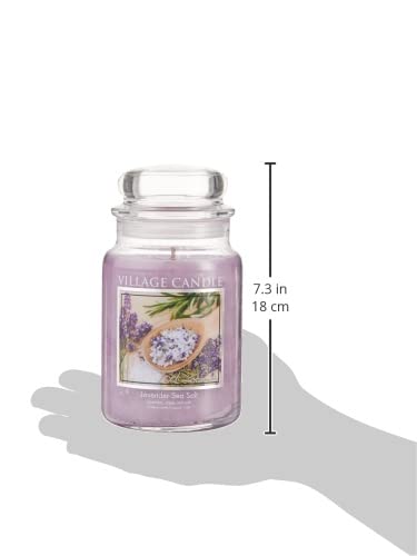 Village Candle Lavender Sea Salt Large Glass Apothecary Jar Scented Candle, 21.25 oz, Purple