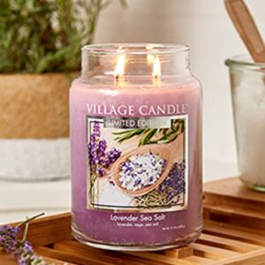 Village Candle Lavender Sea Salt Large Glass Apothecary Jar Scented Candle, 21.25 oz, Purple