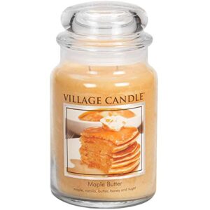 village candle maple butter large glass apothecary jar scented candle, 21.25 oz, yellow