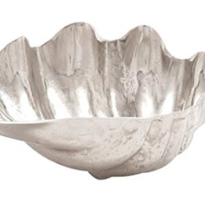 Deco 79 Aluminum Sea Life Shell Decorative Bowl, 17" x 11" x 7", Silver