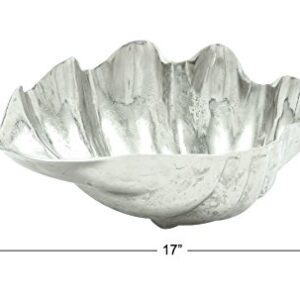 Deco 79 Aluminum Sea Life Shell Decorative Bowl, 17" x 11" x 7", Silver