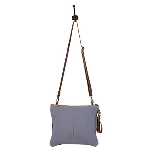 Myra Bag Floto Blue Upcycled Canvas & Cowhide Leather Crossbody Bag S-1575