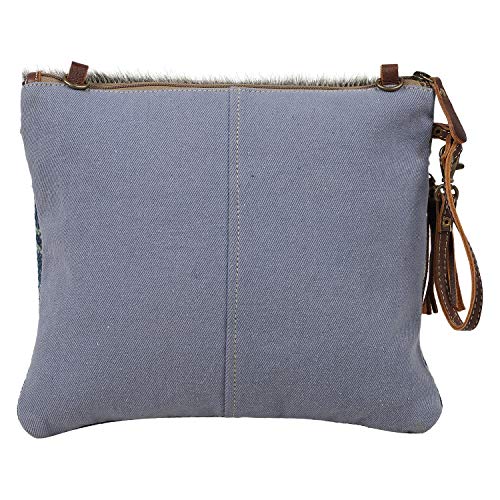 Myra Bag Floto Blue Upcycled Canvas & Cowhide Leather Crossbody Bag S-1575