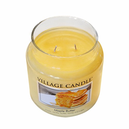 Village Candle Maple Butter 16 oz Glass Jar Scented Candle, Medium