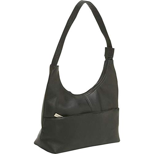 Le Donne Top Zip Hobo Handbag - Colombian Vaquetta Cowhide Leather Women’s Bag, Black