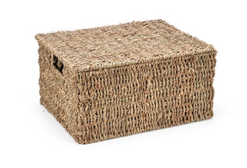 Set of 3 Rectangular Seagrass Baskets with Lids by Trademark Innovations