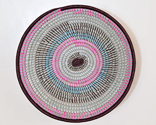 Large Hand Woven African Basket - 12 Inches Sweetgrass Basket - Woven Bowl - Handmade in Rwanda, RB241